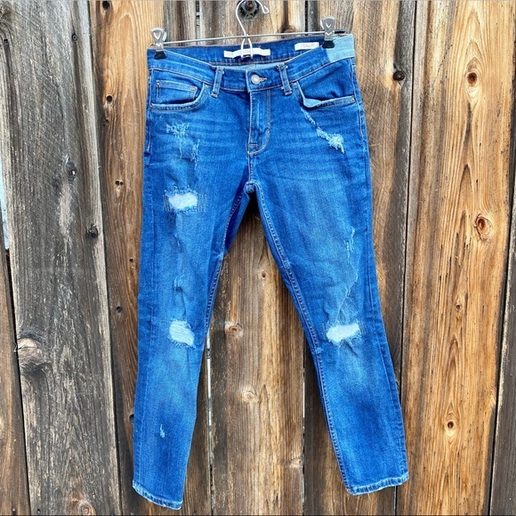 Zara | Jeans | Zara Premium Collection Distressed Relaxed Fit Jeans 2 ...